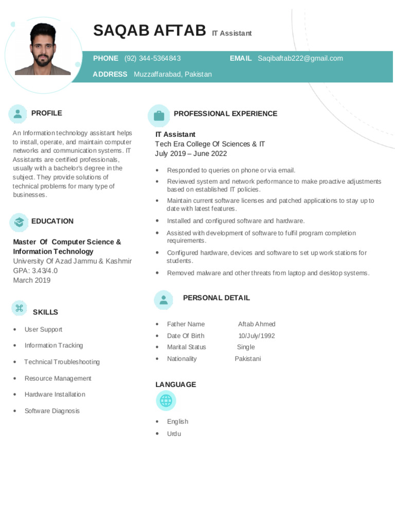 IT Assistant Profile: Saqi Tech | PDF | Career & Growth | Technology ...
