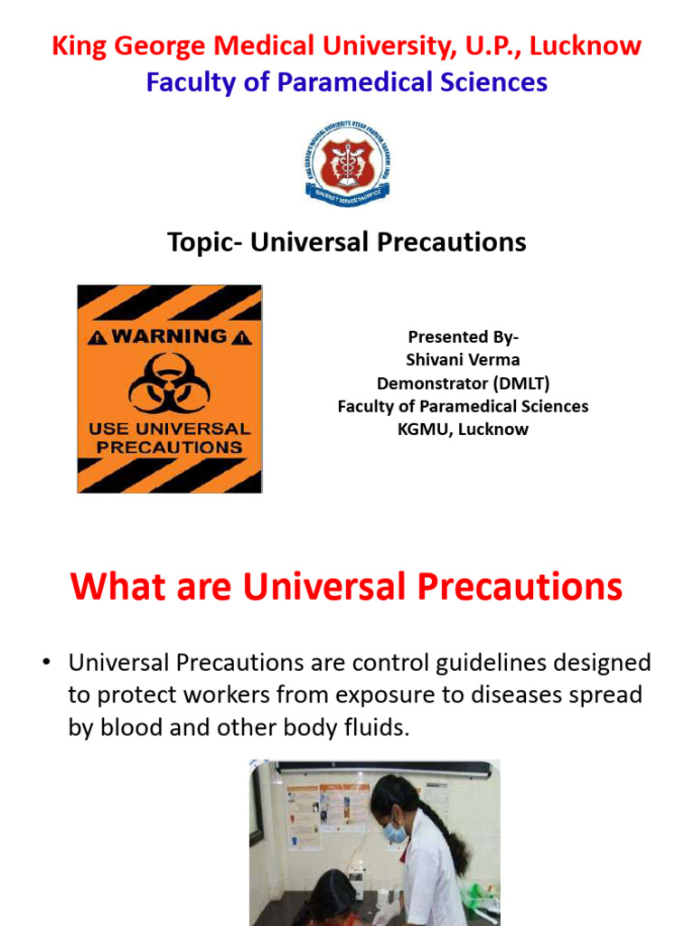Universal Precautions | PDF | Hand Washing | Hygiene