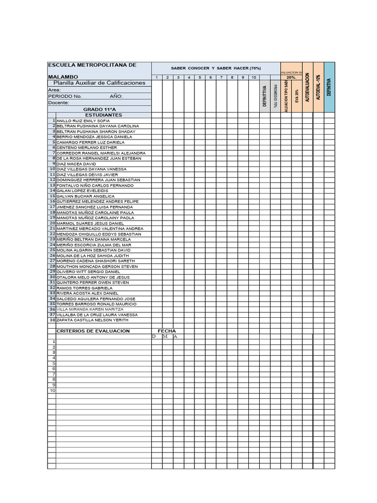 Planillas de calificaciones -2024.BACHILERATO Y PRIMARIA FINAL | PDF