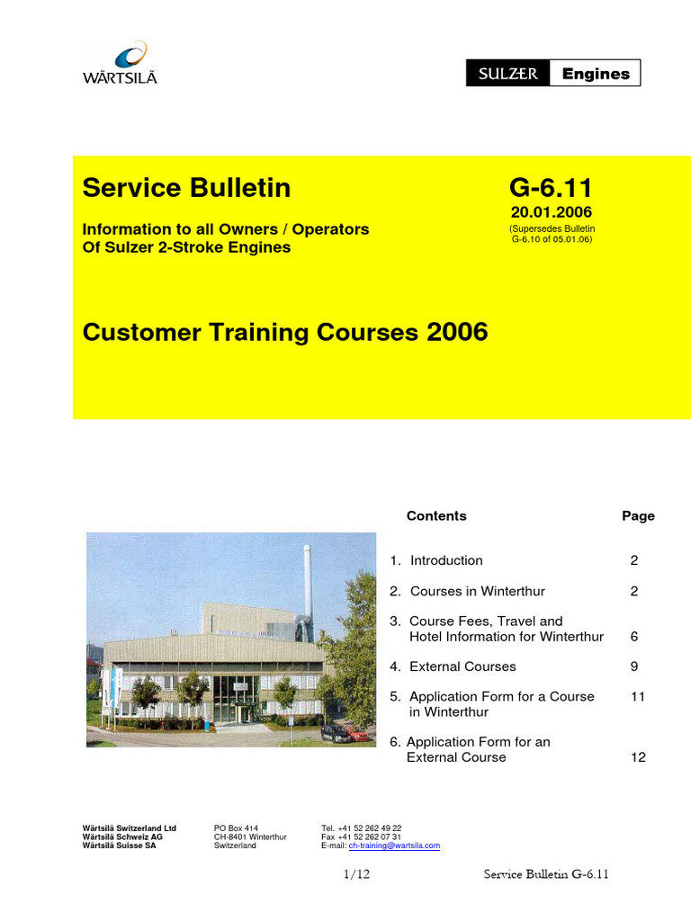 Service Bulletin G-6.11: Customer Training Courses | PDF | Engines ...