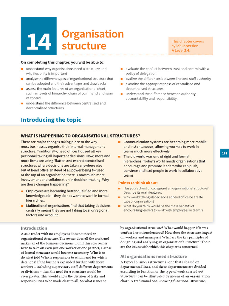 Chapter 14 Book Organizational Structure | PDF
