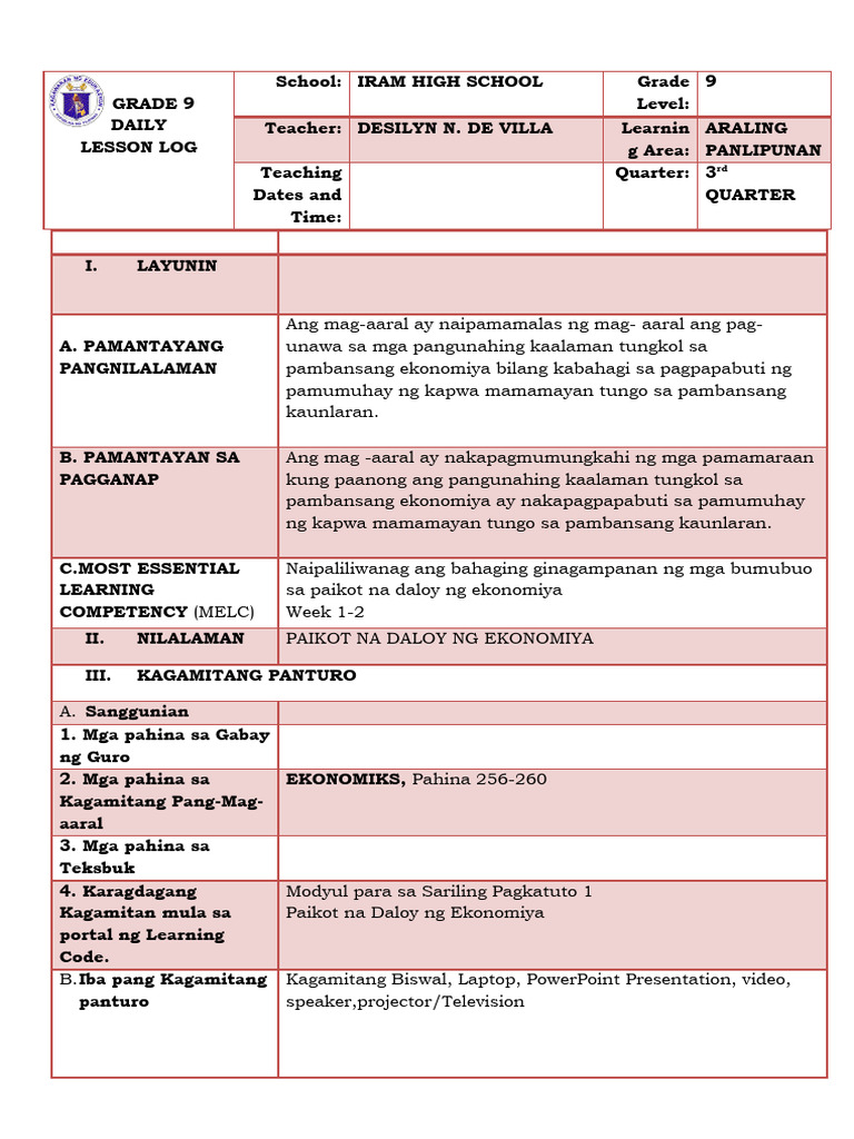 Paikot Na Daloy - de Villa-Desilyn-3rd | PDF