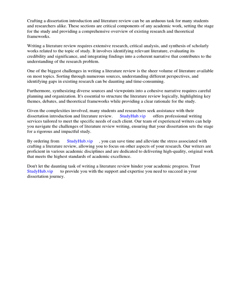 Dissertation Introduction And Literature Review Pdf Literature