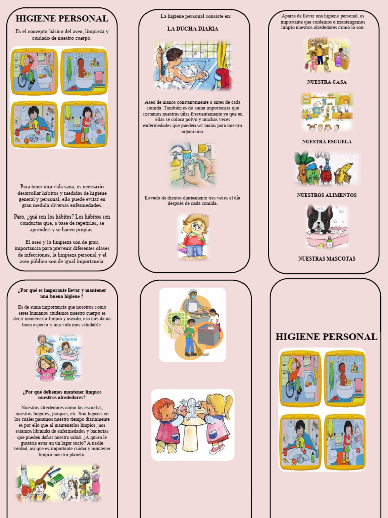 Triptico de La Higiene Personal 2 | PDF | Higiene | Salud pública
