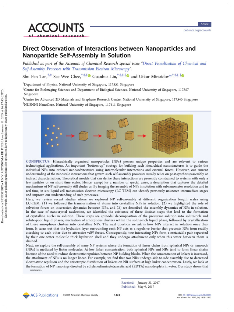 Tan Et Al 2017 Direct Observation of Interactions Between Nanoparticles and Nanoparticle Self ...