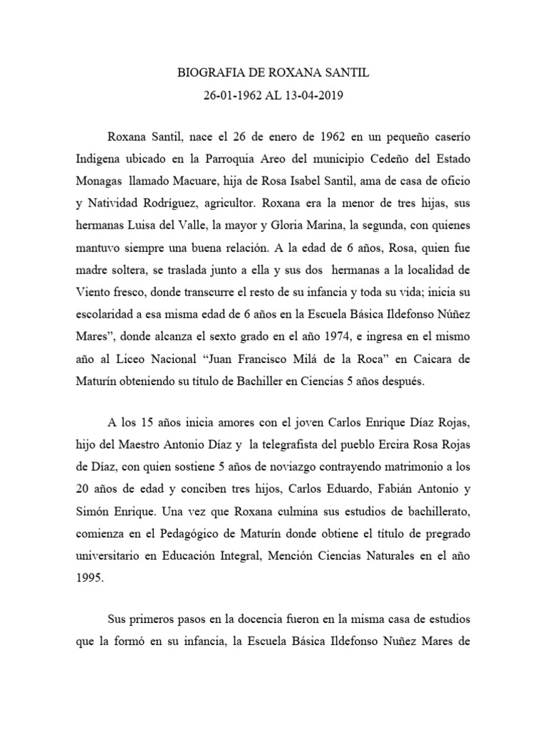 Biografia de Roxana Santil | PDF | Ciencias sociales