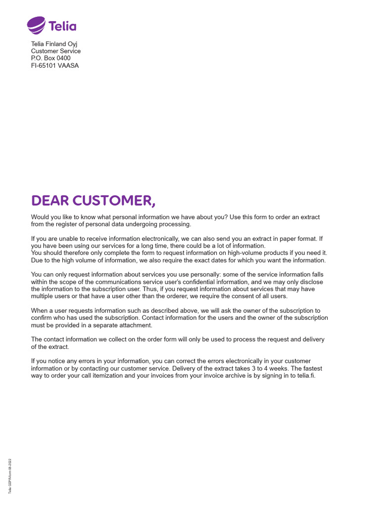 Telia_rekisteriotteen_tilauslomake_ENG | PDF | Information ...