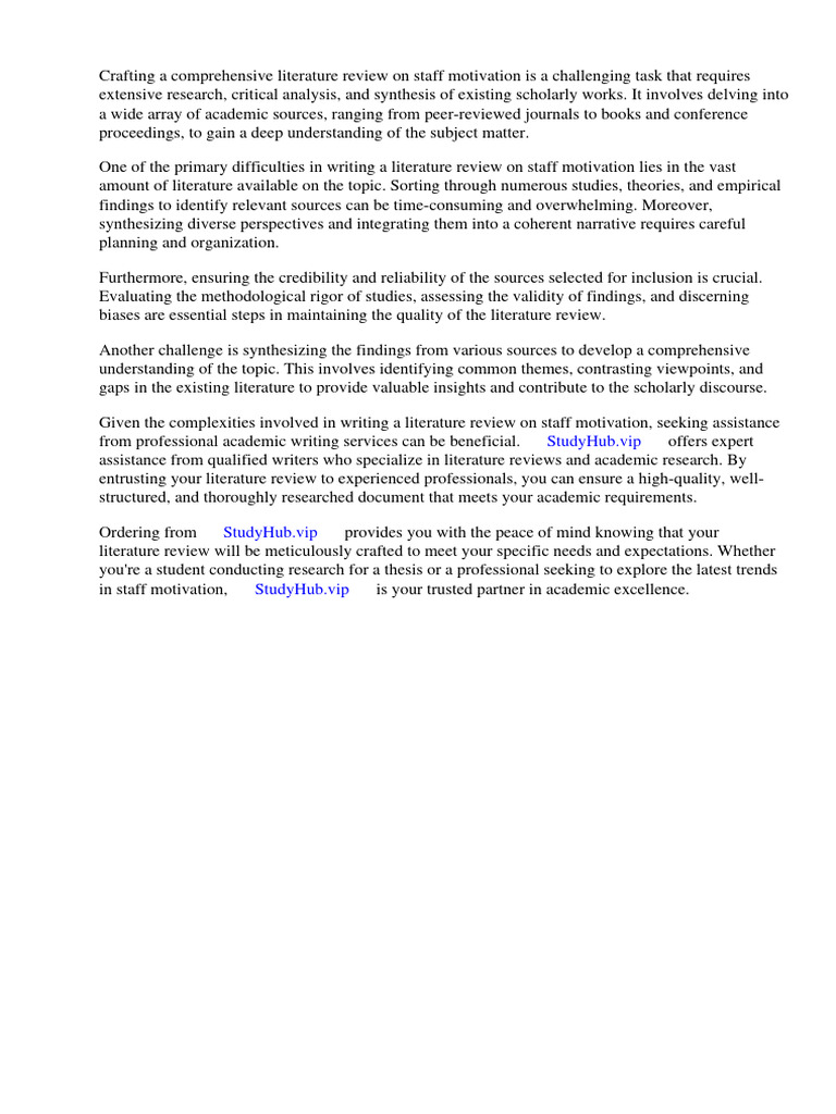 Literature Review Staff Motivation | PDF | Motivation | Motivational Literature Review Staff Motivation | PDF | Motivation | Motivational