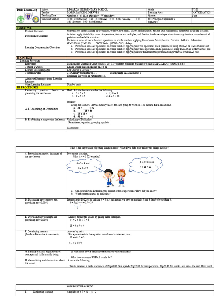 order of Operations | PDF | Mathematics | Learning