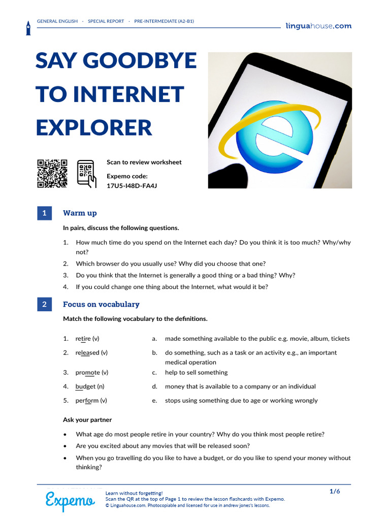 Say Goodbye To Internet Explorer British English Student | PDF | Internet Explorer | Software