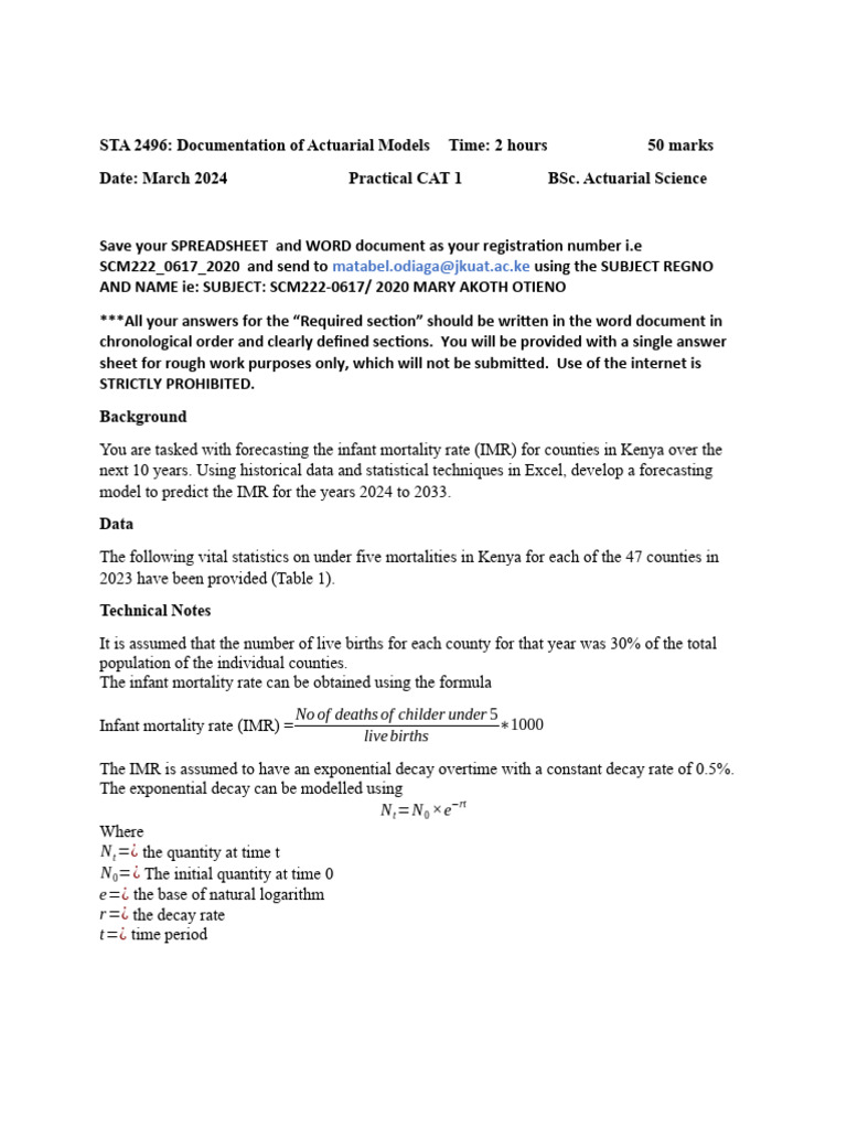 Cat1 2024 and Solutions | Download Free PDF | Spreadsheet | Sensitivity Analysis