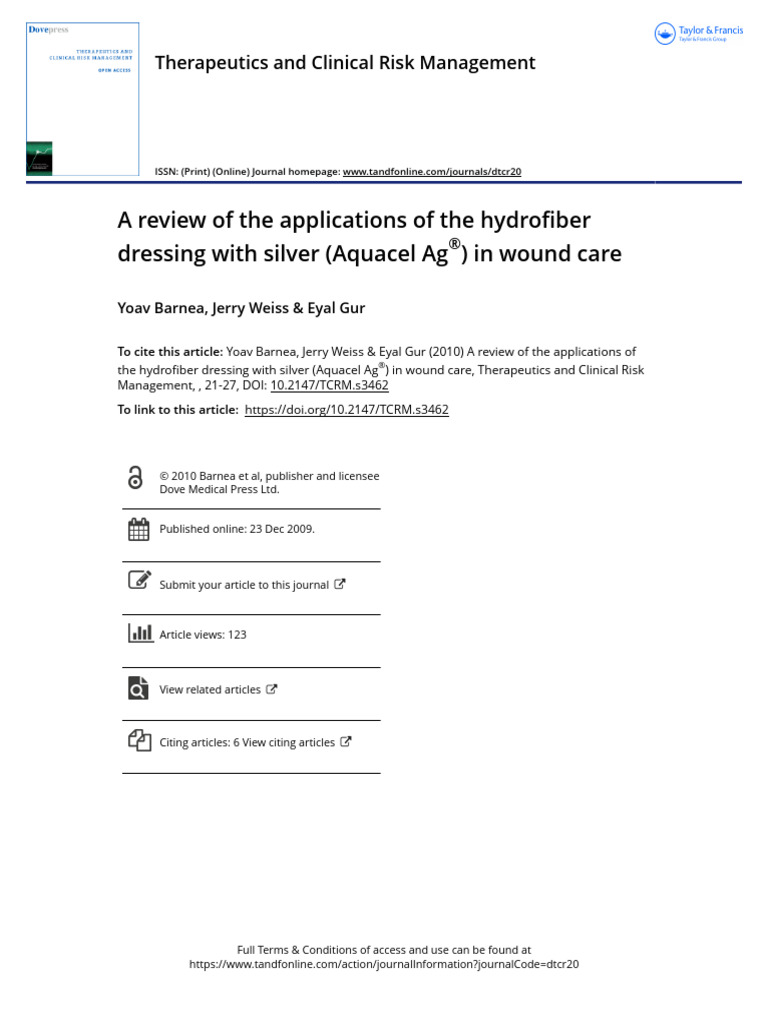 A Review of The Applications of The Hydrofiber Dressing With Silver Aquacel Ag in Wound Care ...