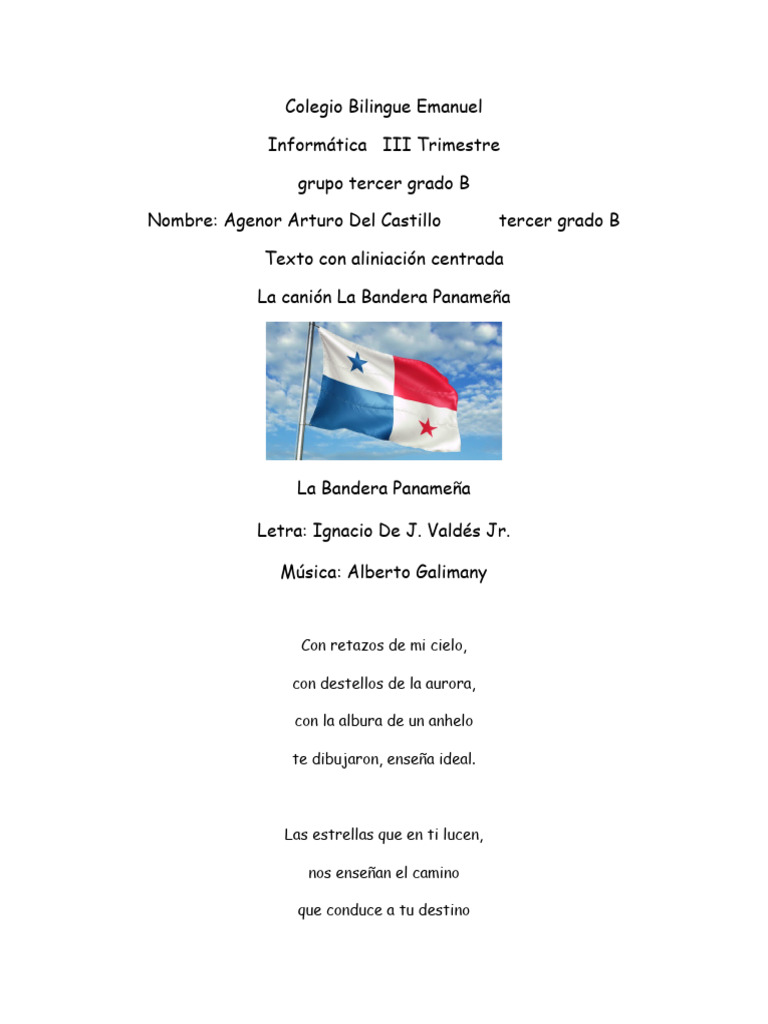 Canción de La Bandera Panameña | PDF | Poesía