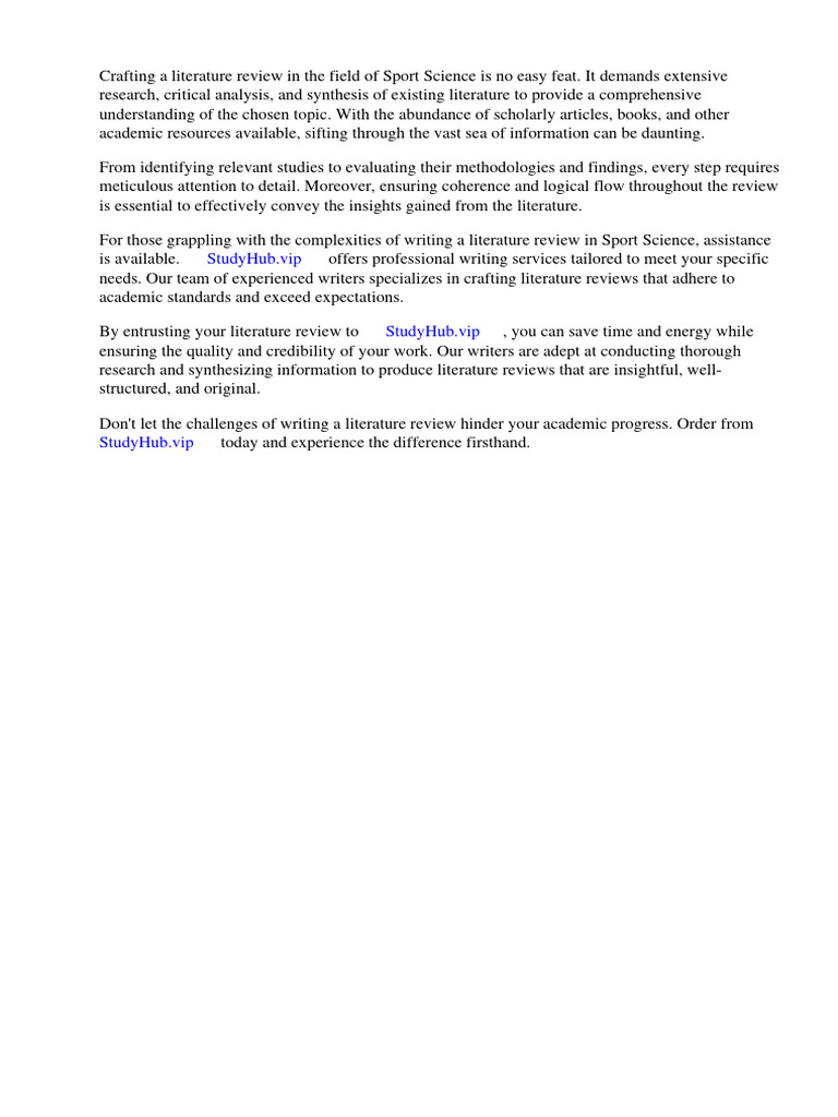 Literature Review Example Sport Science | Download Free PDF | Science ... Literature Review Example Sport Science | Download Free PDF | Science ...