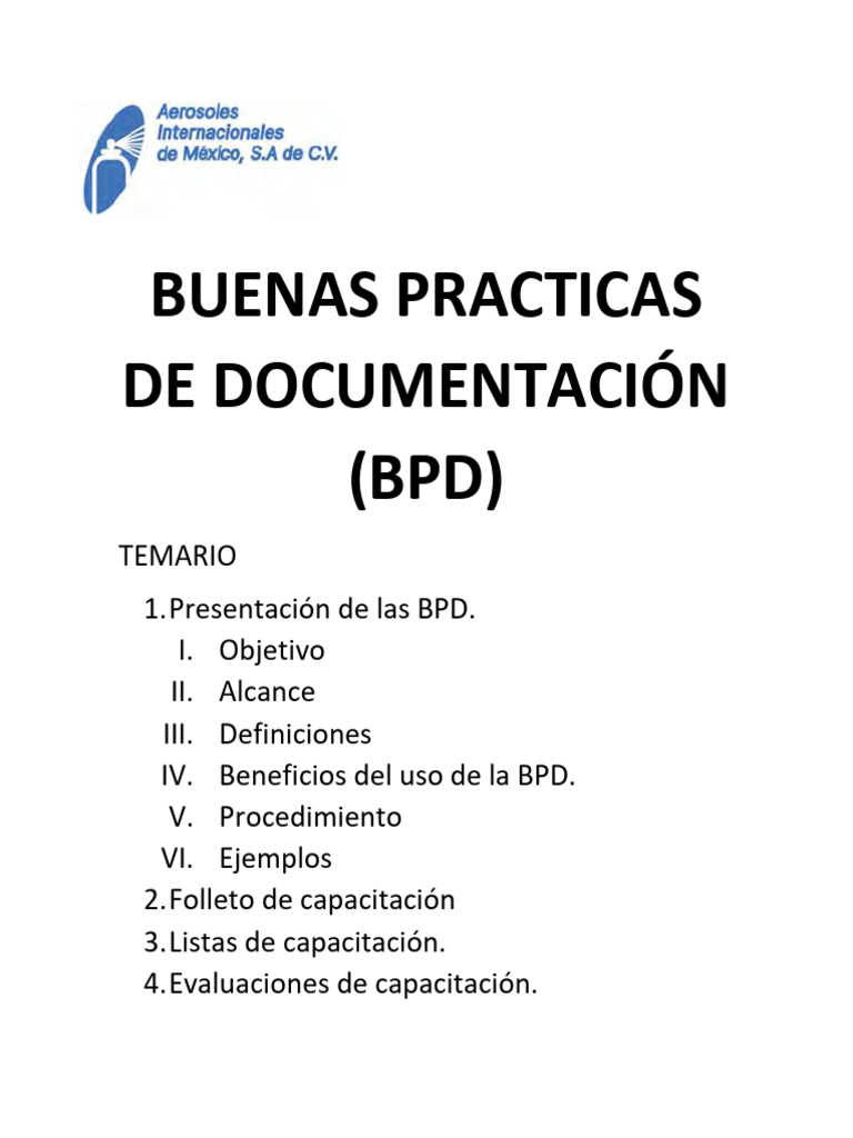 Capacitacion Buenas Practicas De Documentacion Pdf