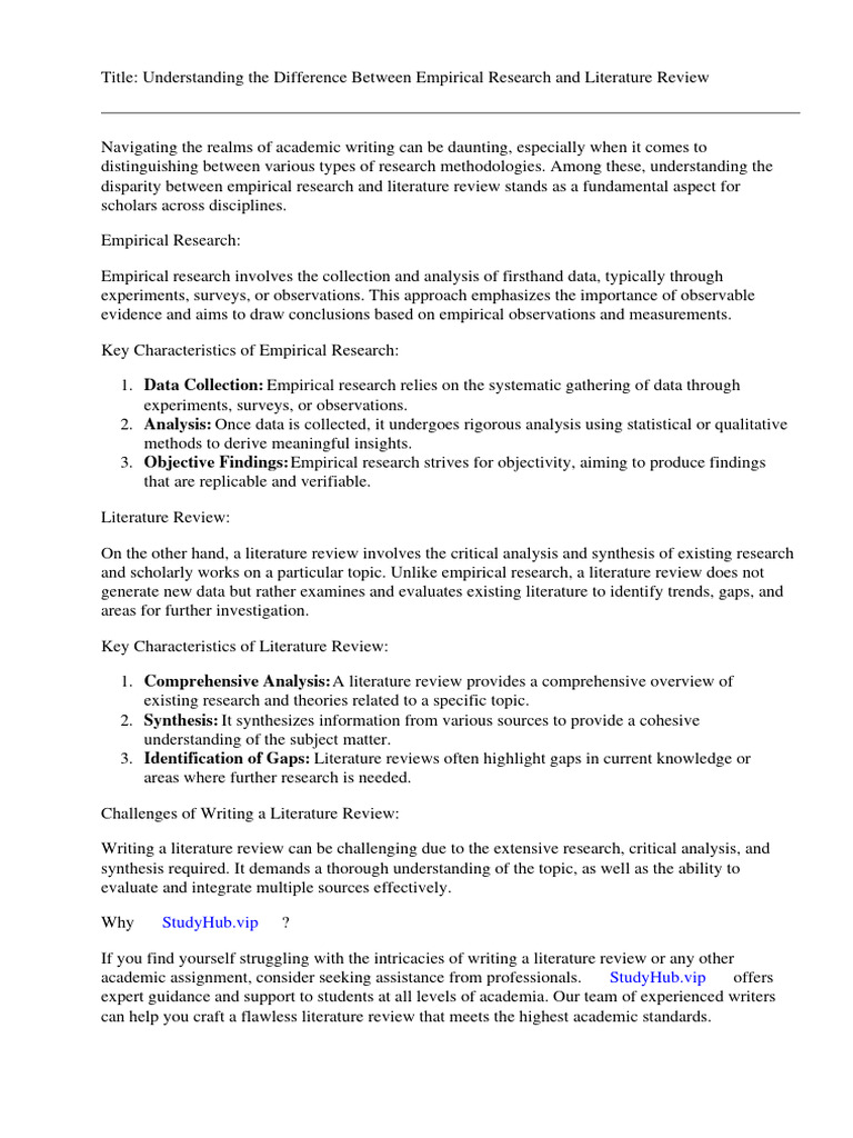 Difference Between Empirical Research and Literature Review | Download ... Difference Between Empirical Research and Literature Review | Download ...