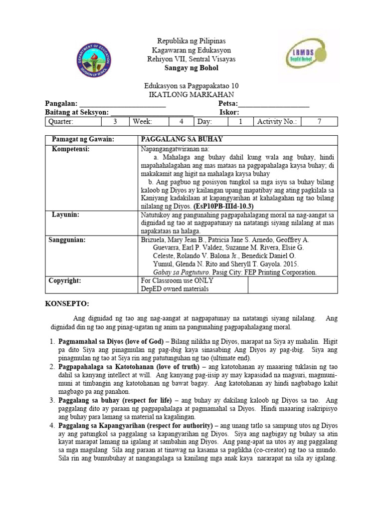 EsP10 Q3 Week4 Day1-2 | PDF