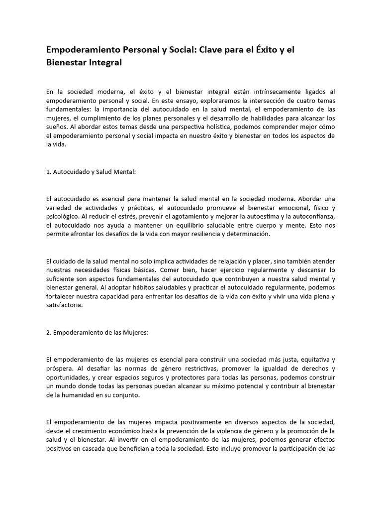 Empoderamiento: Clave del Éxito y Bienestar | PDF | Empoderamiento ...