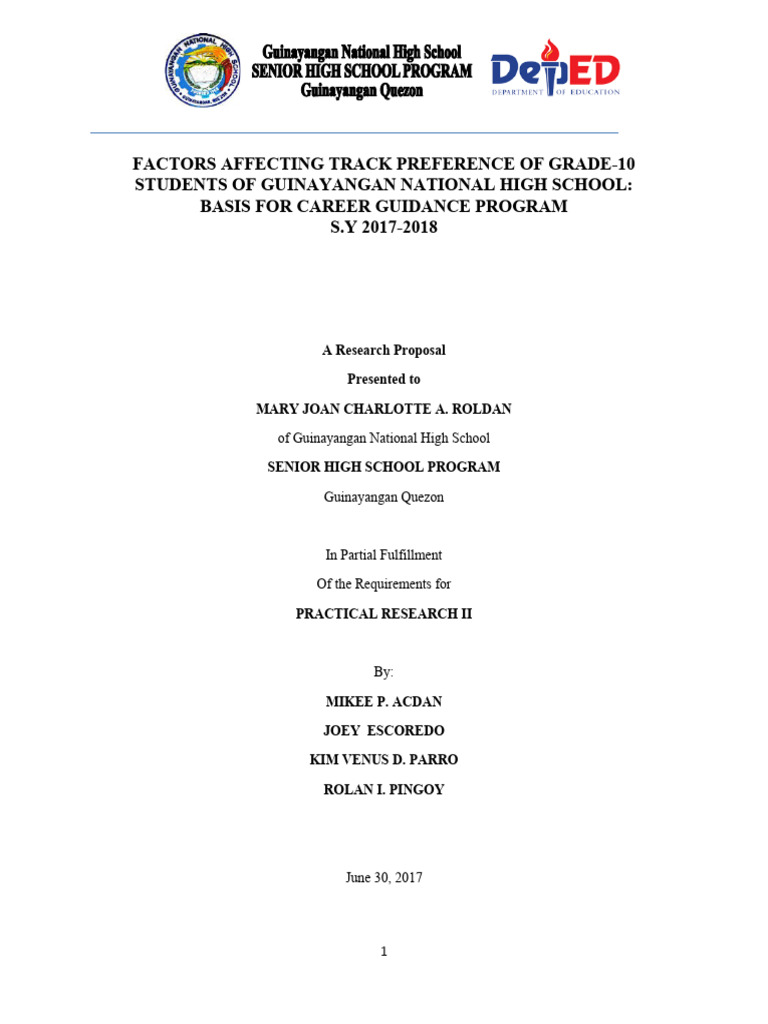 Factors Affecting Track Preference of GR | PDF | Sampling (Statistics ...