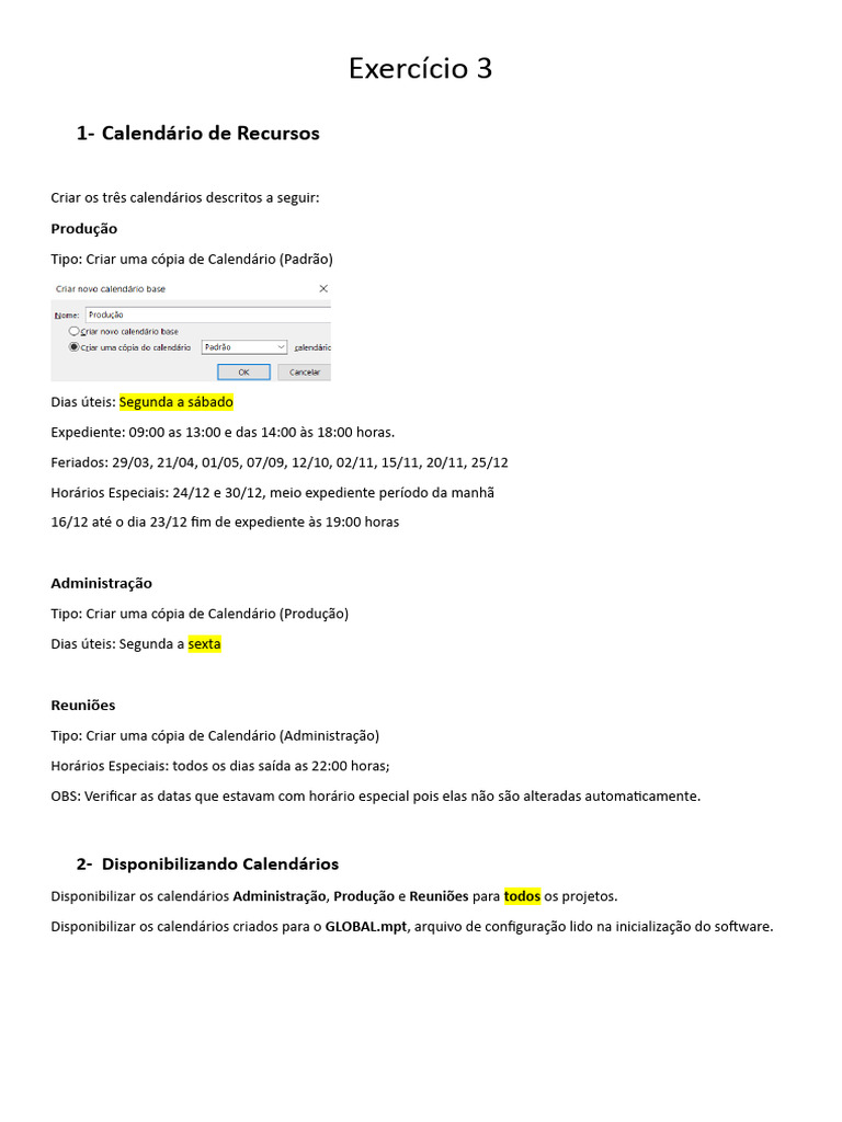 Exercicio 3 Atividades Ms Project Pdf