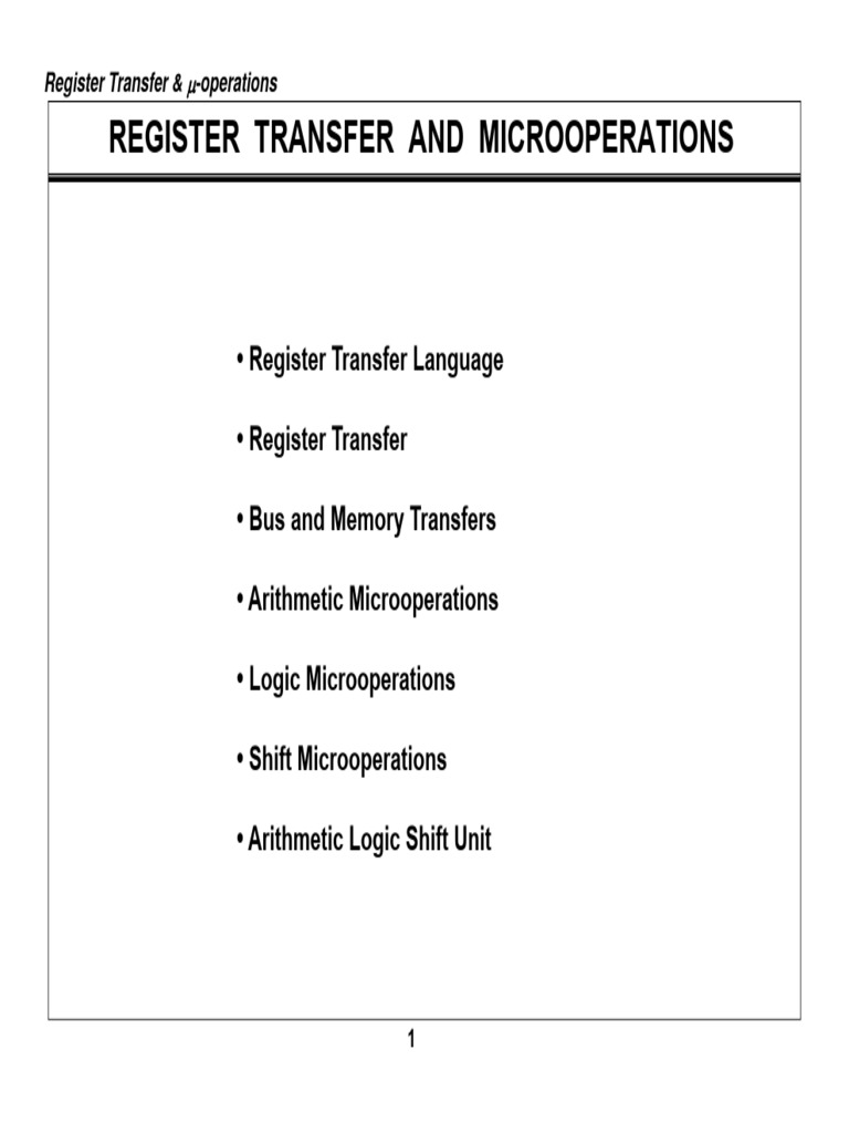 Register Transfer and Microoperations | PDF | Bit | Computer Architecture