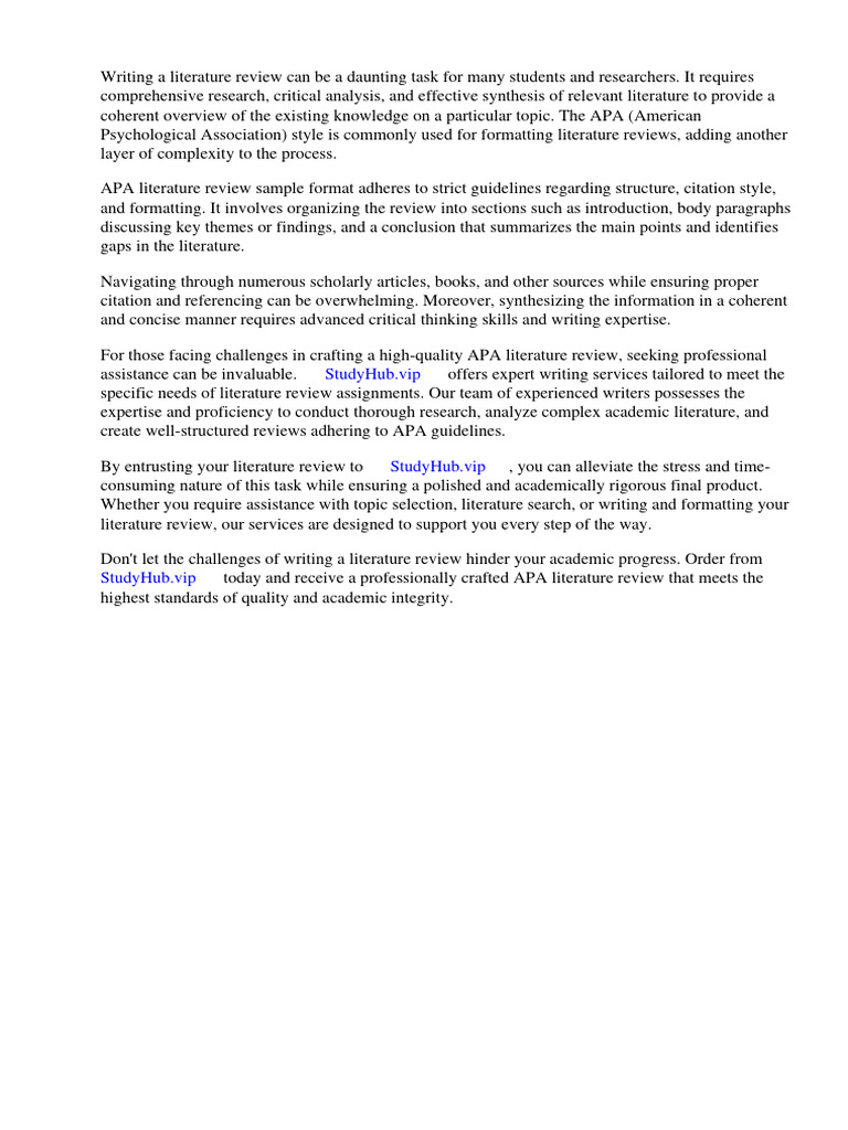 Apa Literature Review Sample Format | Download Free PDF | Apa Style ...