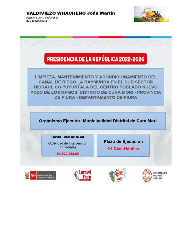 Modelo de Cartel de Obra La Raymunda | PDF