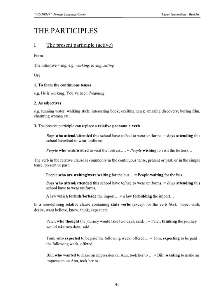 Participles_Theory and Exercises | PDF