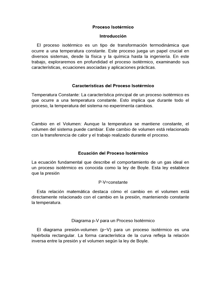 Proceso Isotérmico | PDF | Temperatura | Termodinámica