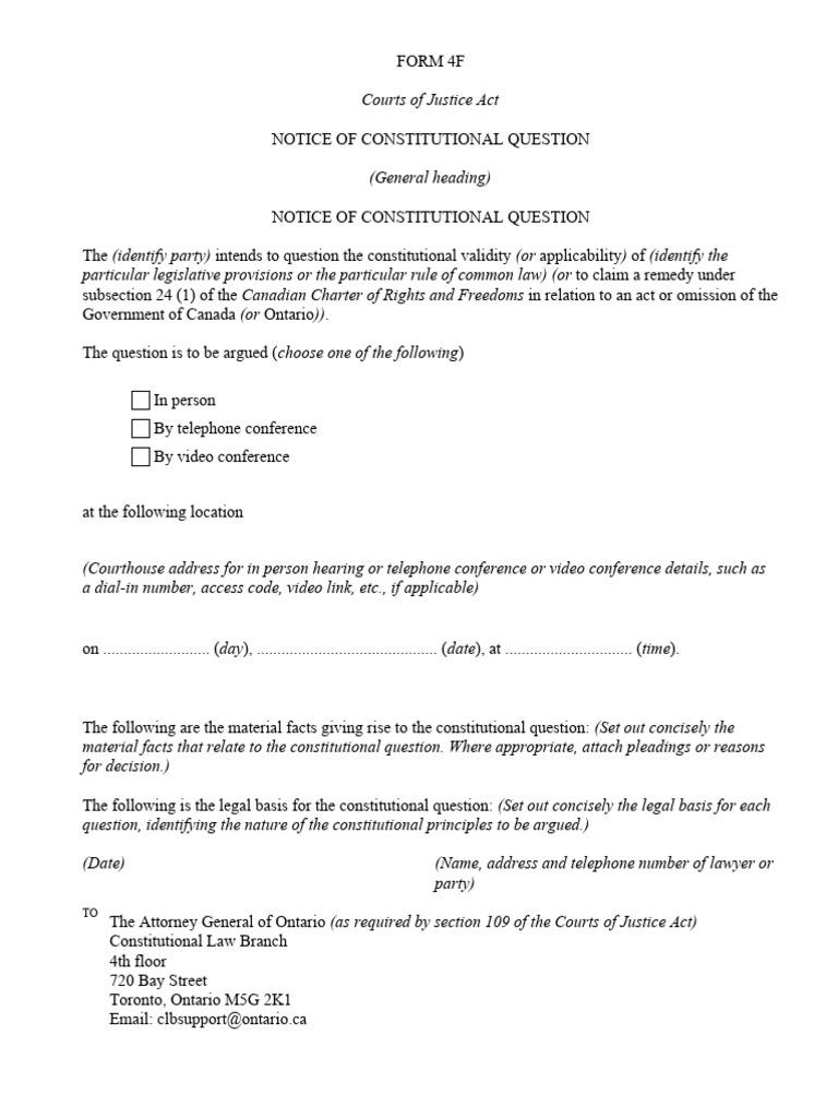 Notice of Constitutional Question | PDF | Legal Documents | Governance