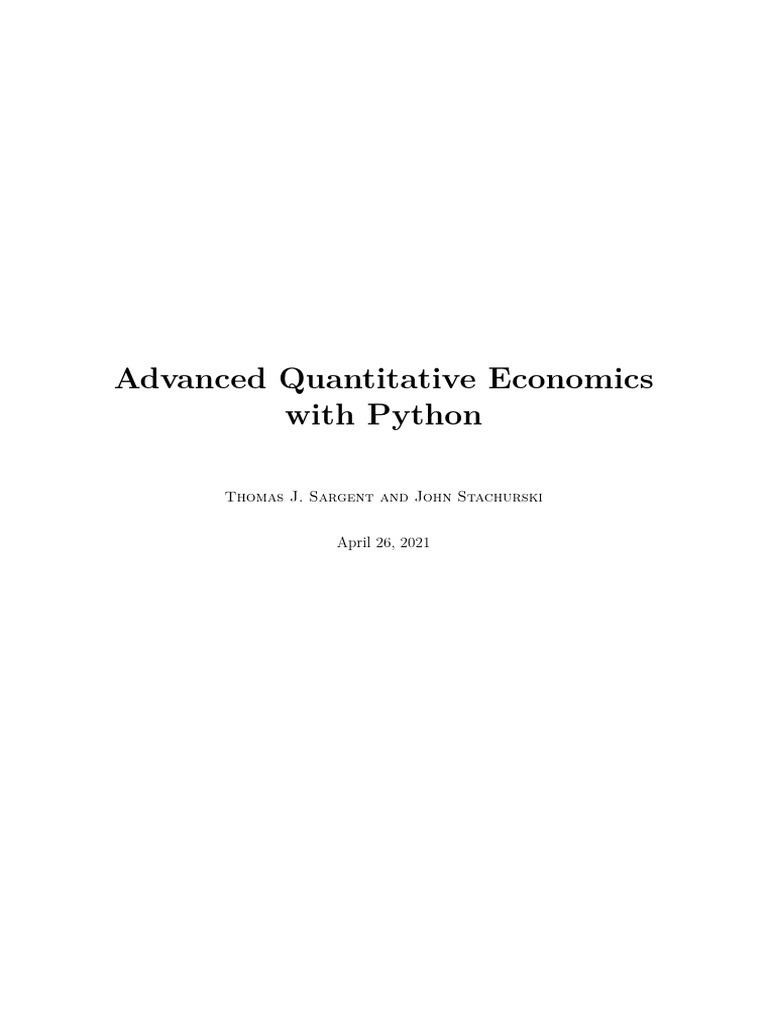 Advanced Quantitative Economics With Python | PDF | Basis (Linear ...