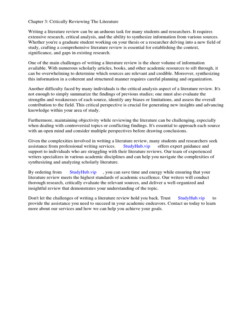 Chapter 3 Critically Reviewing The Literature | PDF | Methodology | Literature Review