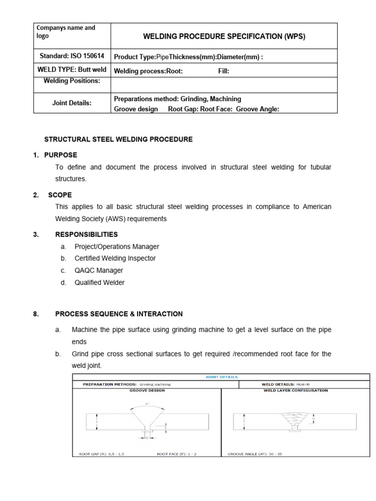 Structural Steel Welding Procedure WPS | PDF | Home & Garden | Computers