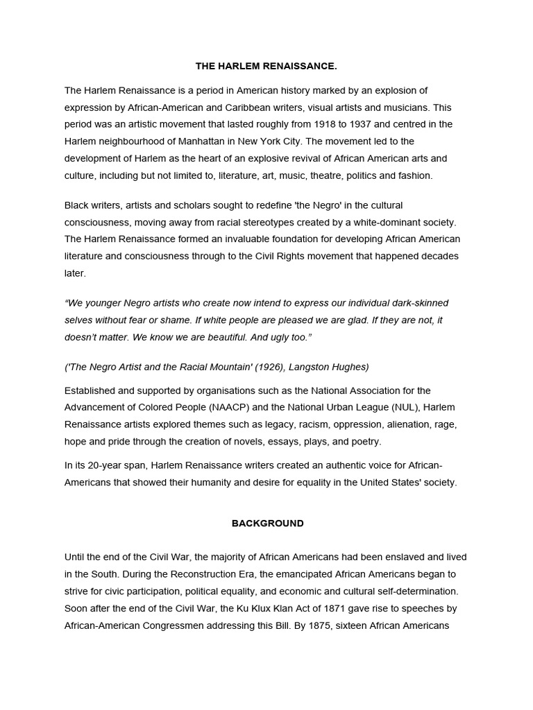 TheHarlemRenaissance 1 | PDF | Harlem Renaissance | Society Of The ...