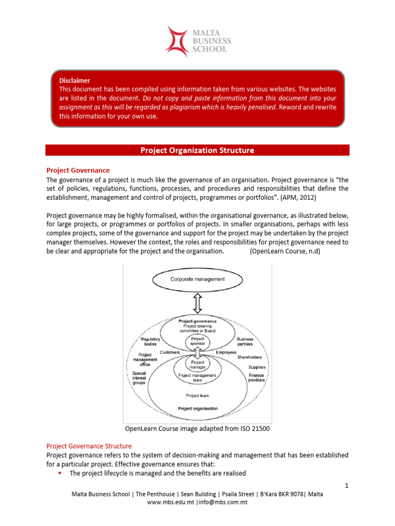 2.1 Project Organization Structures | PDF | Project Management | Risk ...