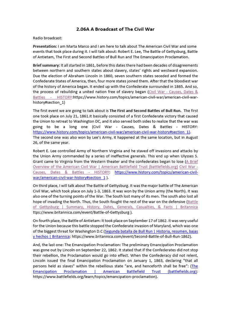 2.06A A Broadcast of The Civil War | PDF | American Civil War ...
