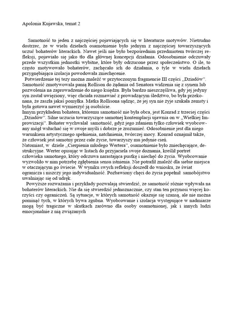 Temat 2 Wypowiedz Argumentacyjna | PDF