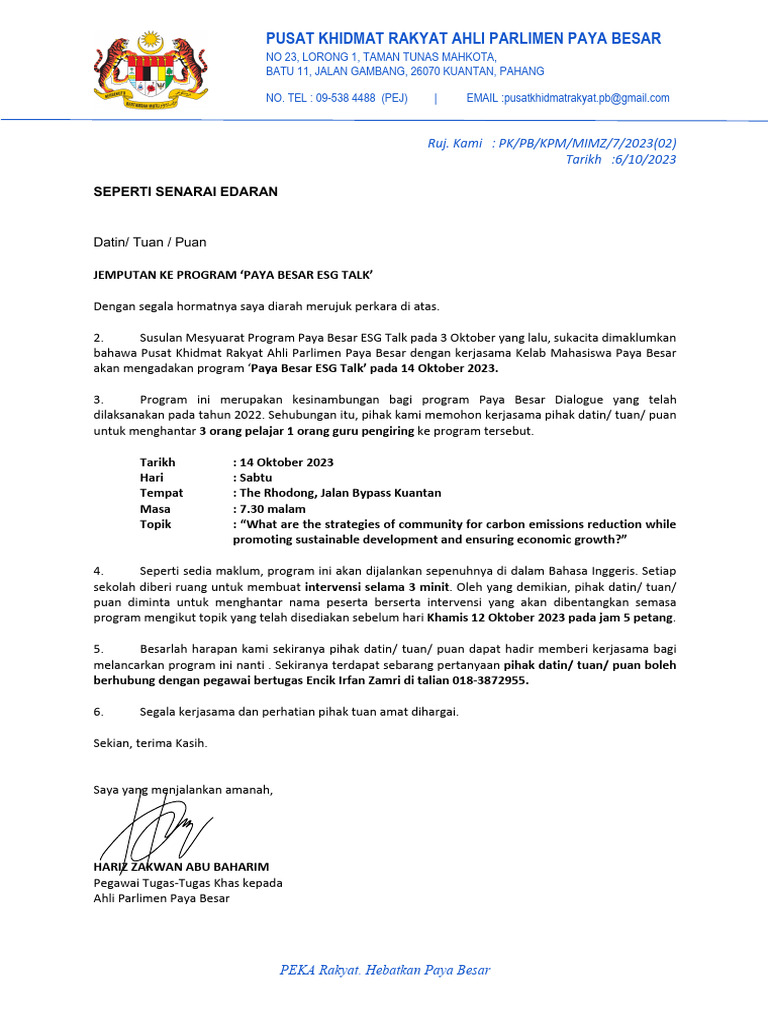 Surat invitation paya besar | PDF