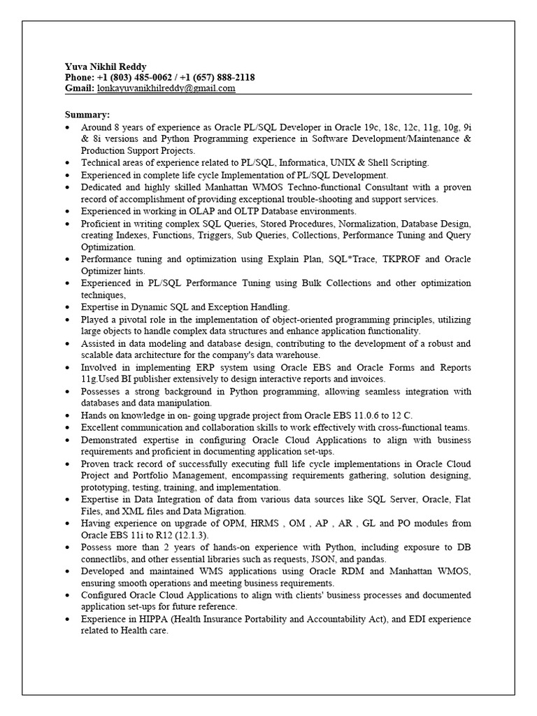 Yuva Nikhil Reddy Lonka | PDF | Databases | Sql Yuva Nikhil Reddy Lonka | PDF | Databases | Sql