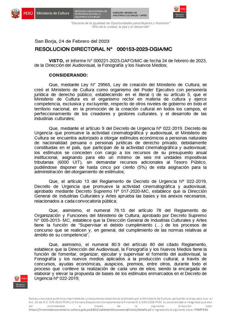 2023-Dafo-RD000153+RD000165-2023-DGIA-MC | PDF | Gobierno