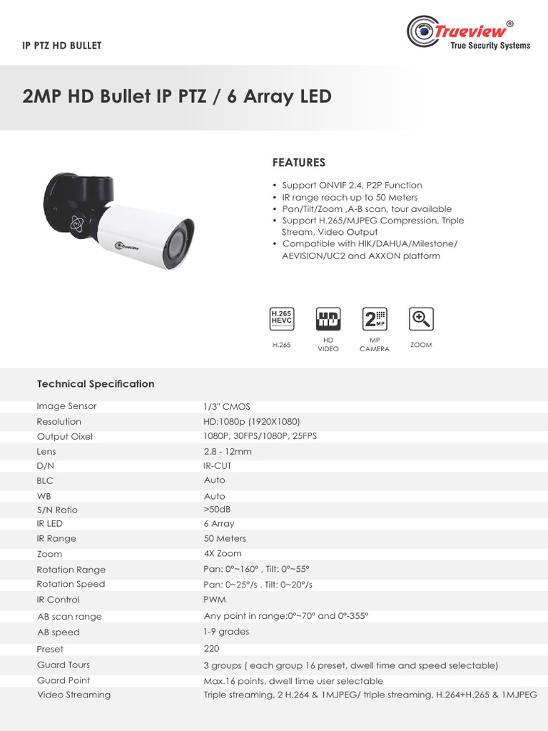 PTZ-2MP-HD-Bullet-IP-PTZ-6-Array-LED | PDF | Streaming Media | Internet ...