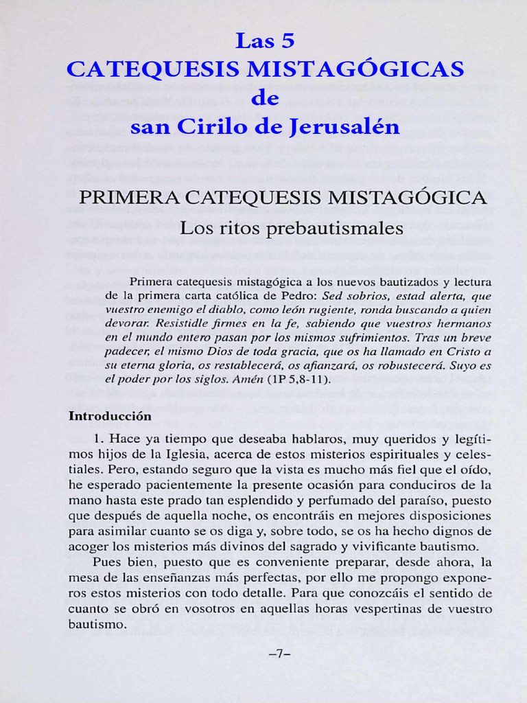 Las 5 CATEQUESIS MISTAGÓGICAS de San Cirilo de Jerusalén (S. IV) | PDF | eucaristía | Cristo ...