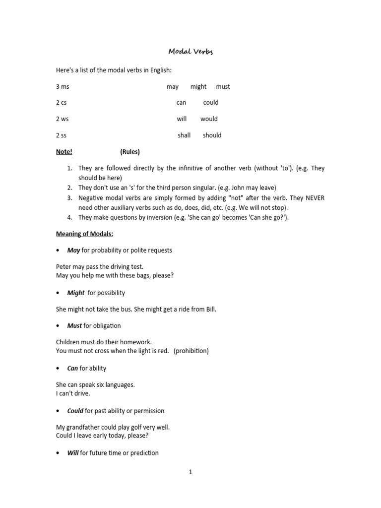 Modal Verbs | PDF | Linguistic Morphology | Syntax
