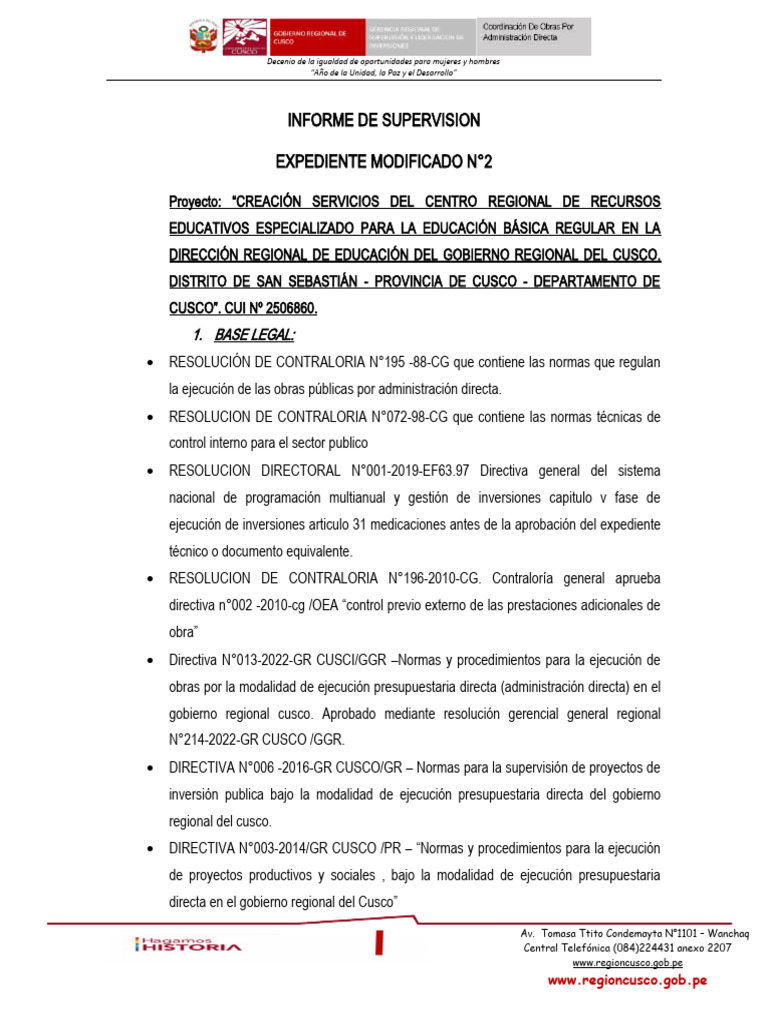 Inf - Supervision Exp - Modificado 28 - 12 | PDF | Presupuesto | Gestión de derechos digitales