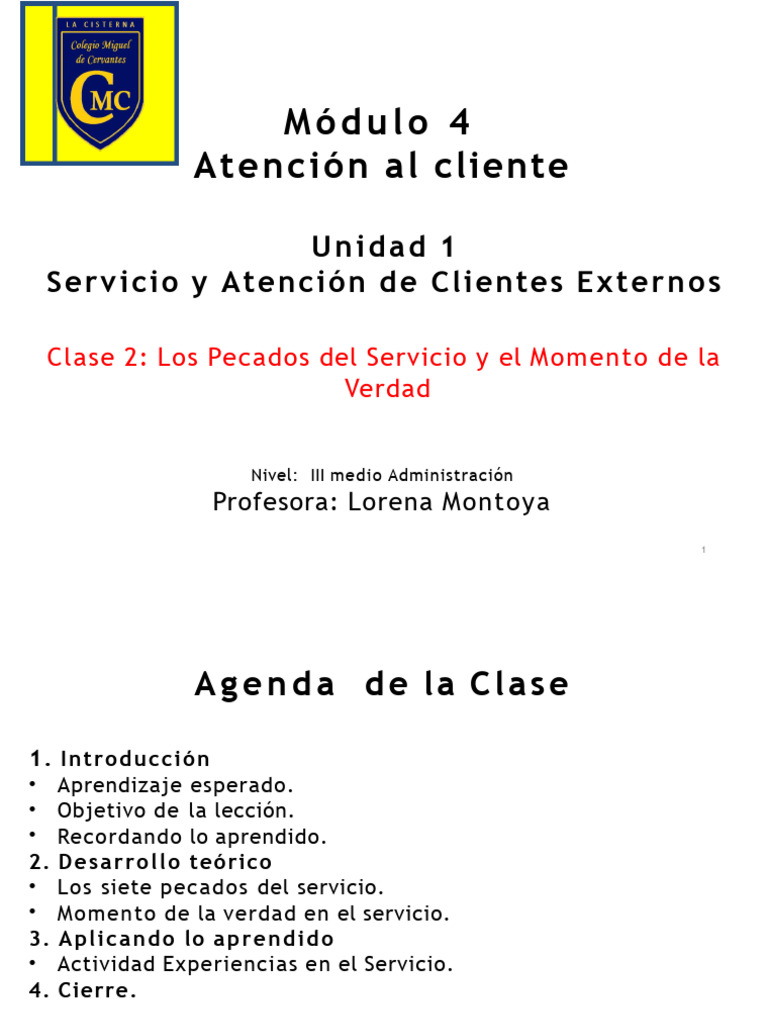 Servicio y Atención de Clientes Externos, Clase 02 Tercero Ad | PDF