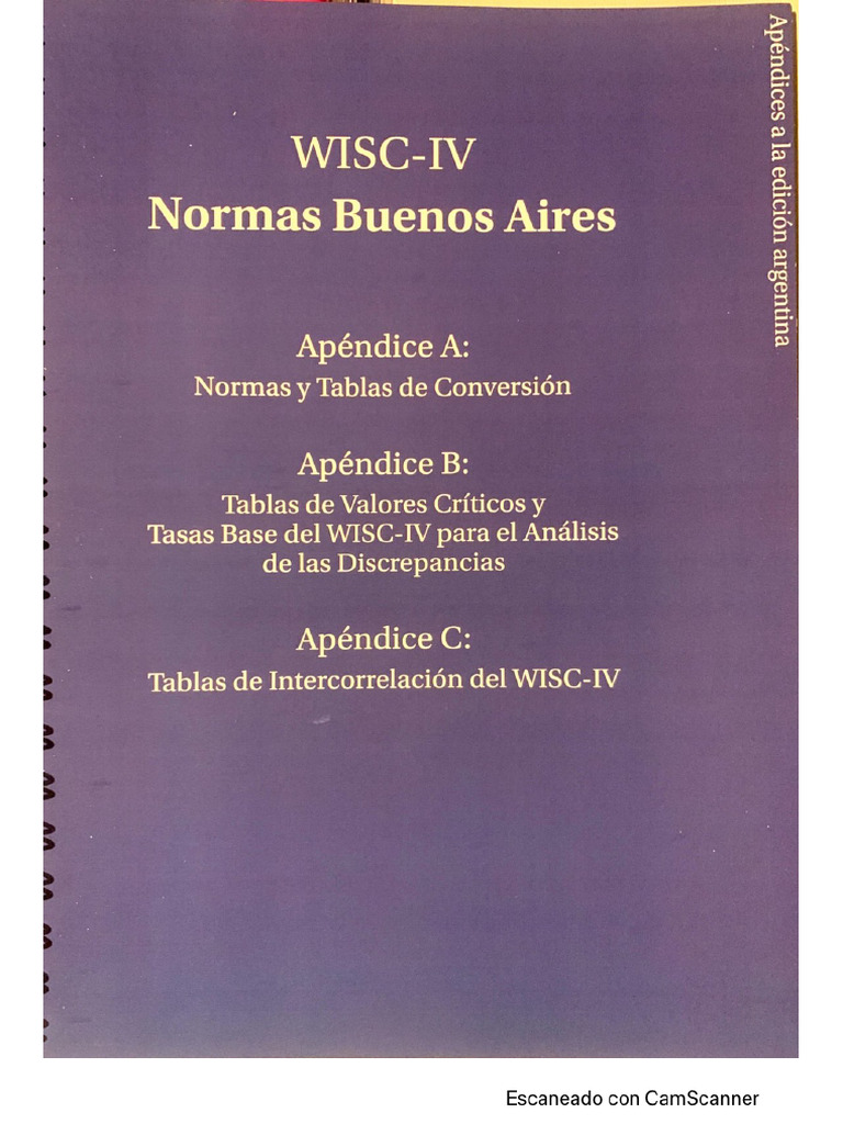 Wisc IV Normas y Tablas de Conversion Ma | PDF
