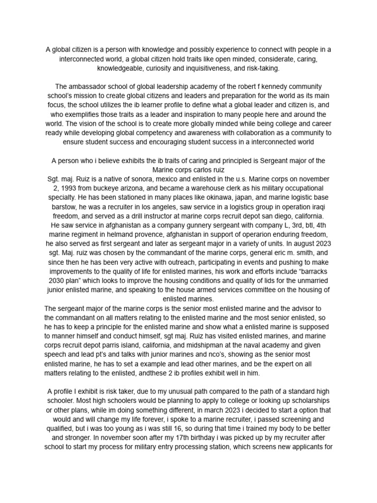 Traits of a Global Citizen Explained | PDF | United States Marine Corps ...