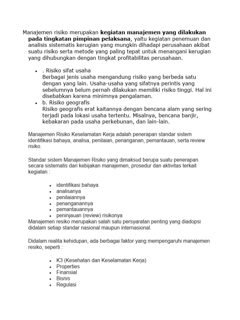 Analisis Resiko Kerja | PDF