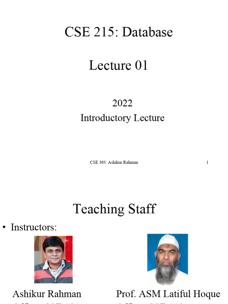 CSE 303 Lec 1 Introduction | PDF | Databases | Oracle Database