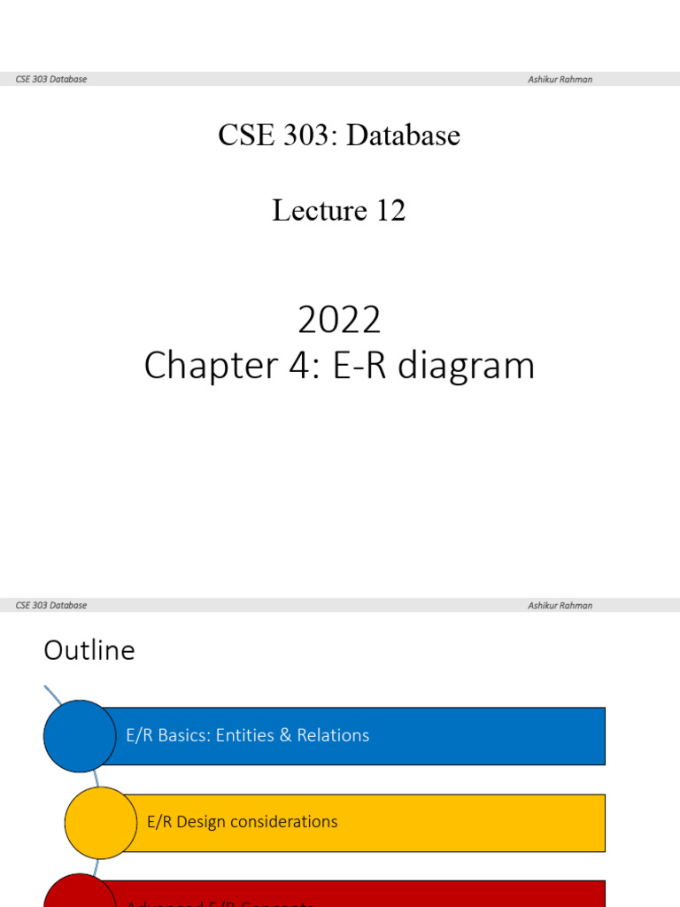 CSE 303 Lec 12 ERDiagram | Download Free PDF | Relational Model | Relational Database